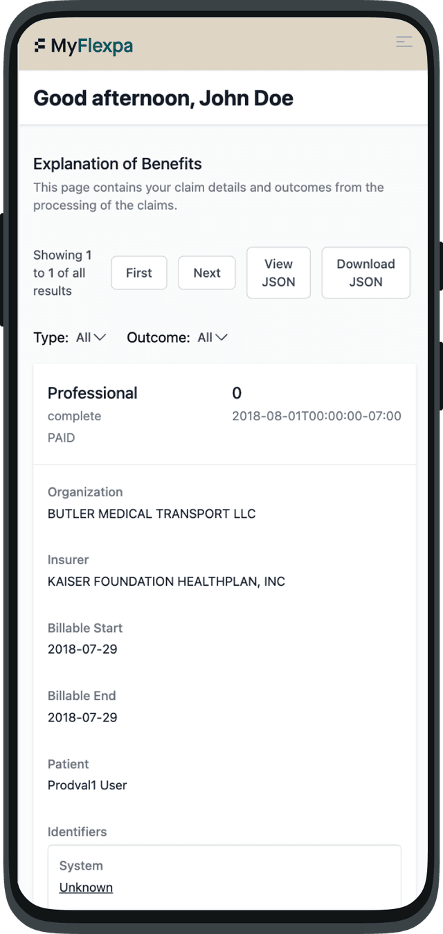 MyFlexpa - Download Your Health History